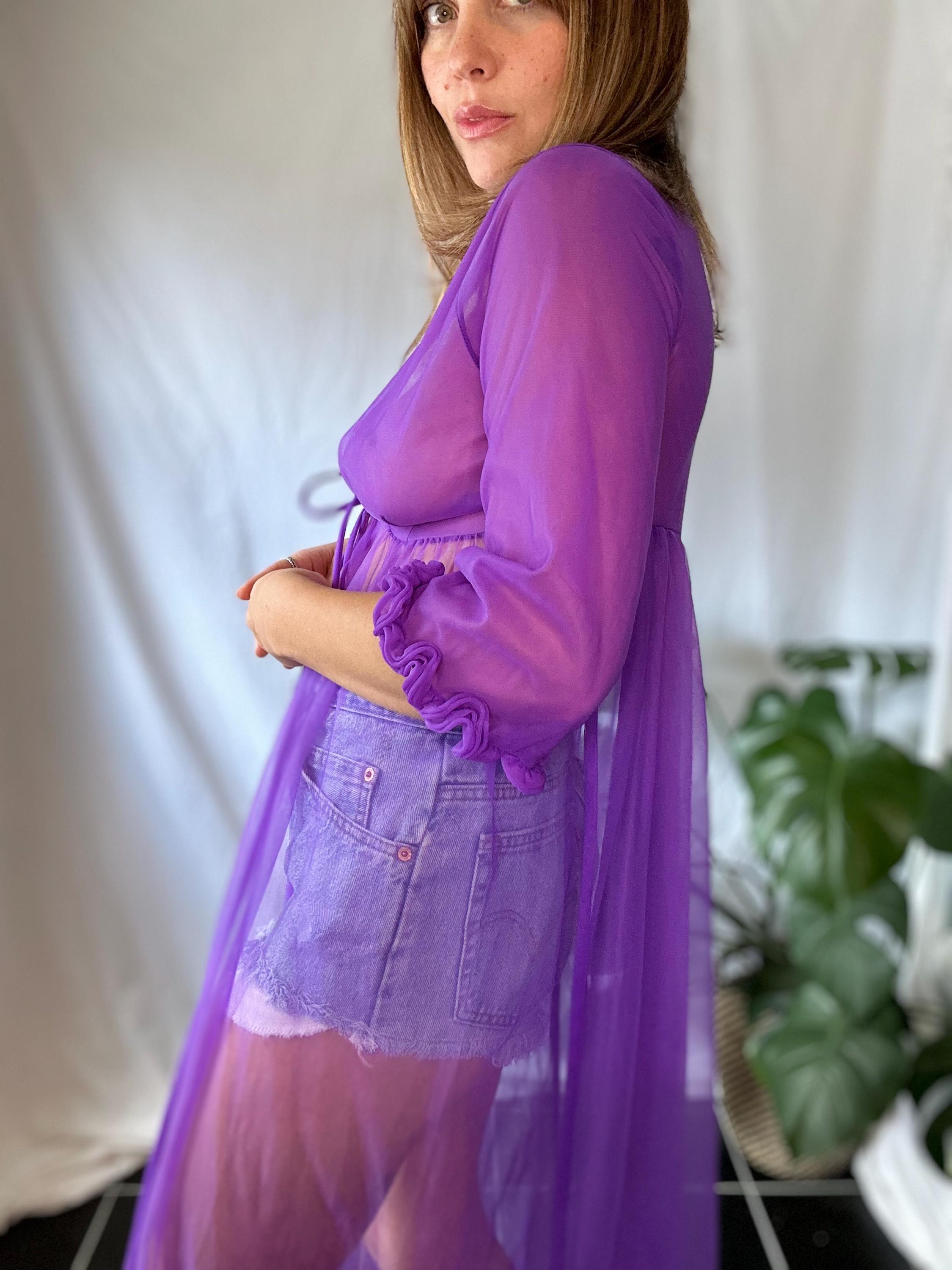 60s/70s Purple Chiffon Sheer Robe / Bed Jacket - Etsy