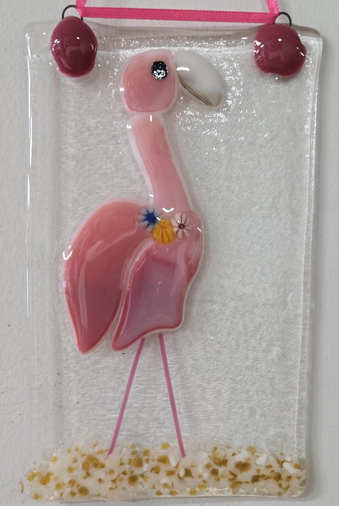 Pink Flamingo Fused Suncatcher - Etsy