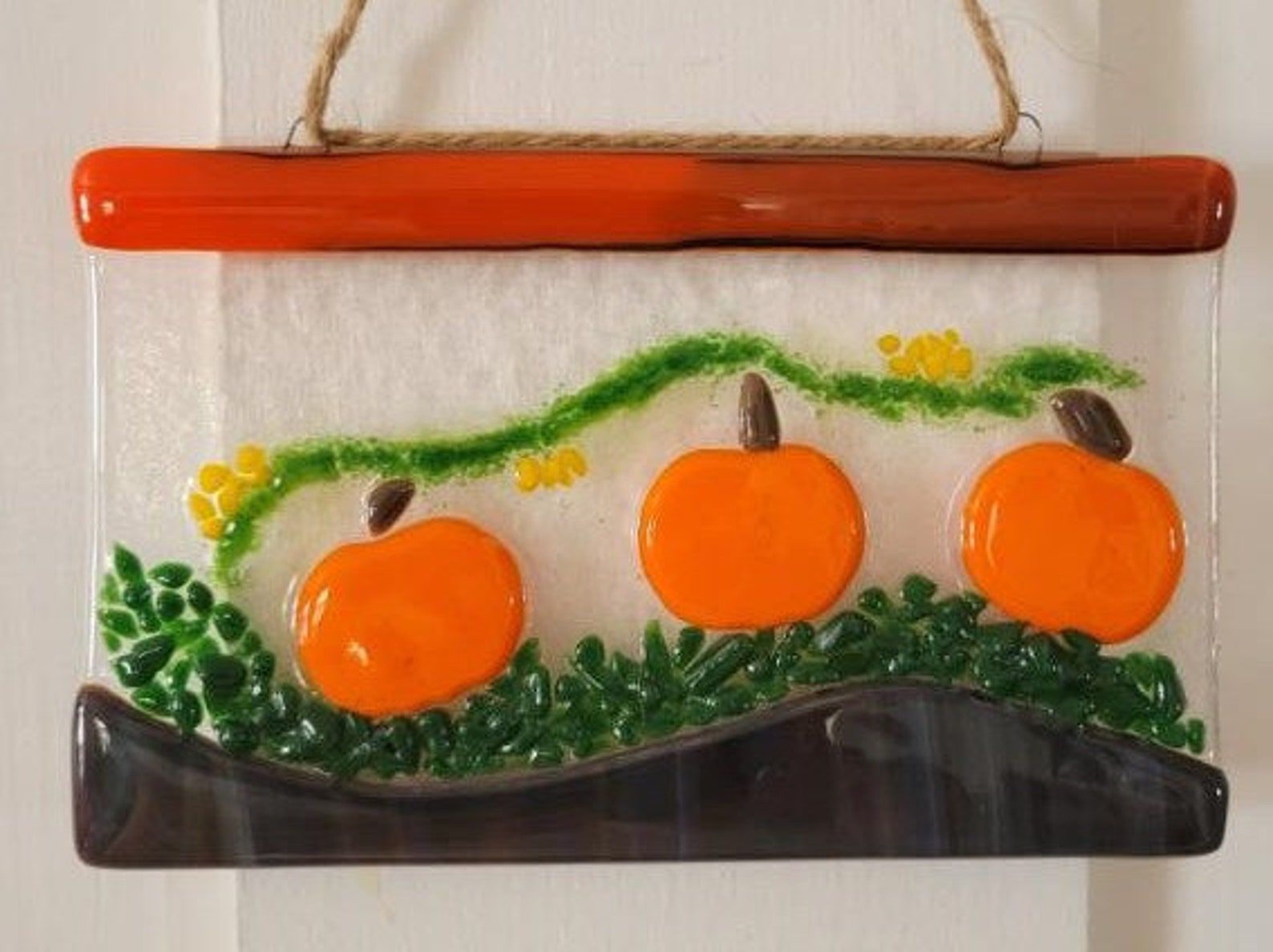 Pumkin Patch Fused Glass Suncatcher - Etsy