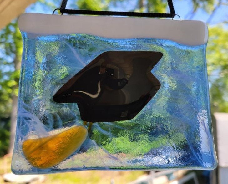 Fused Glass Graduation Cap Suncatcher - Etsy