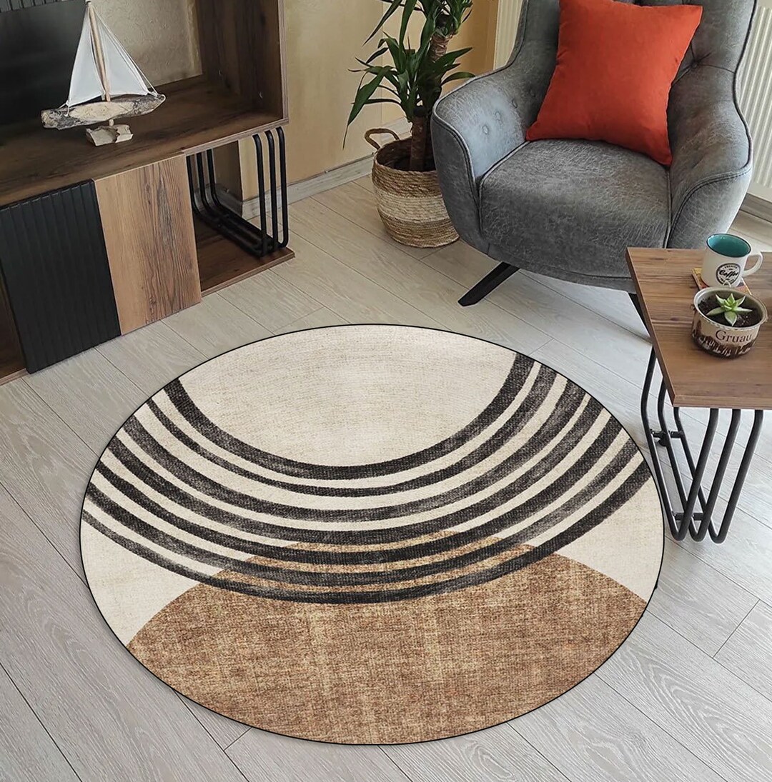 Mid Century Rugs, Minimal Rug, Minimal Pattern Rug, Modern Rug, Round ...