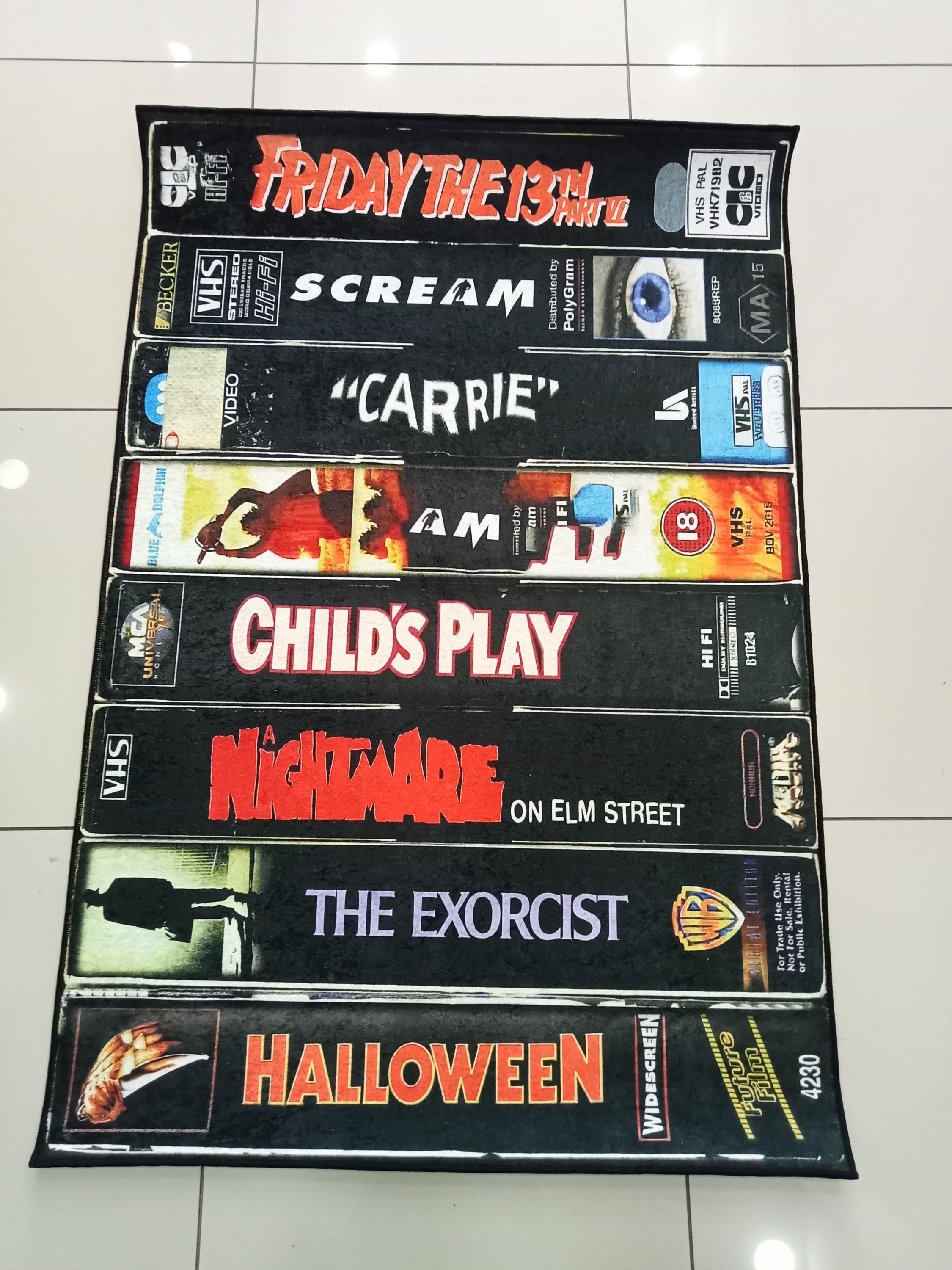 Retro Horror Movie Rug: Nostalgic VHS Style Cinema Room Decor - Etsy