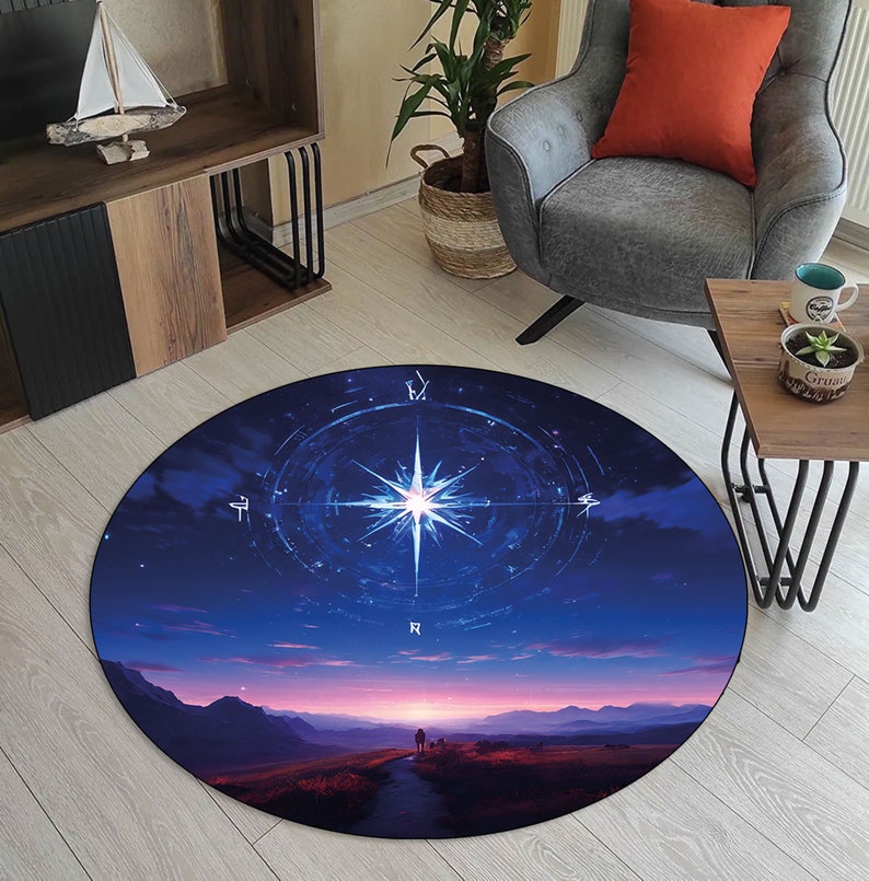 Compass Rug, Compass Round Rug, Compass Medallion Rug,round Rug ...