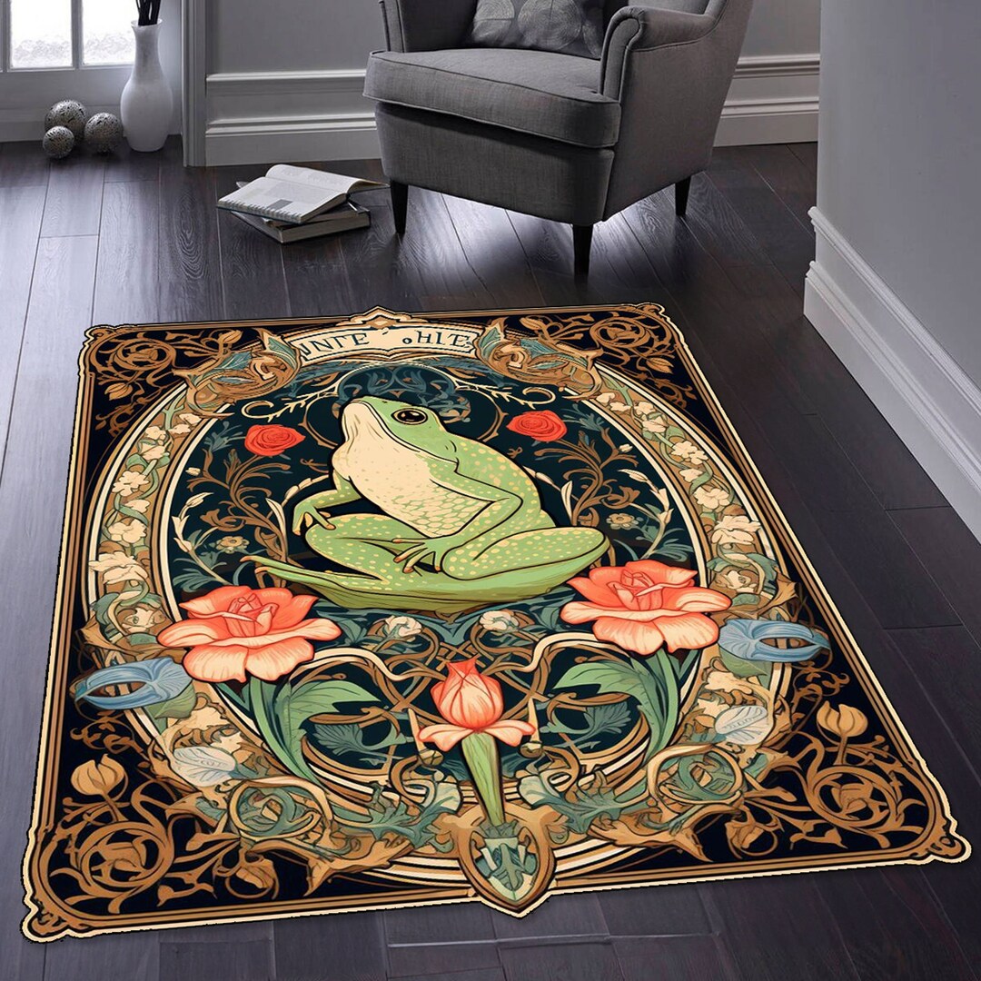 Cottagecore Frog Couple Rug, Frog Rug, Kids Room Rug, Jungle Frog ...