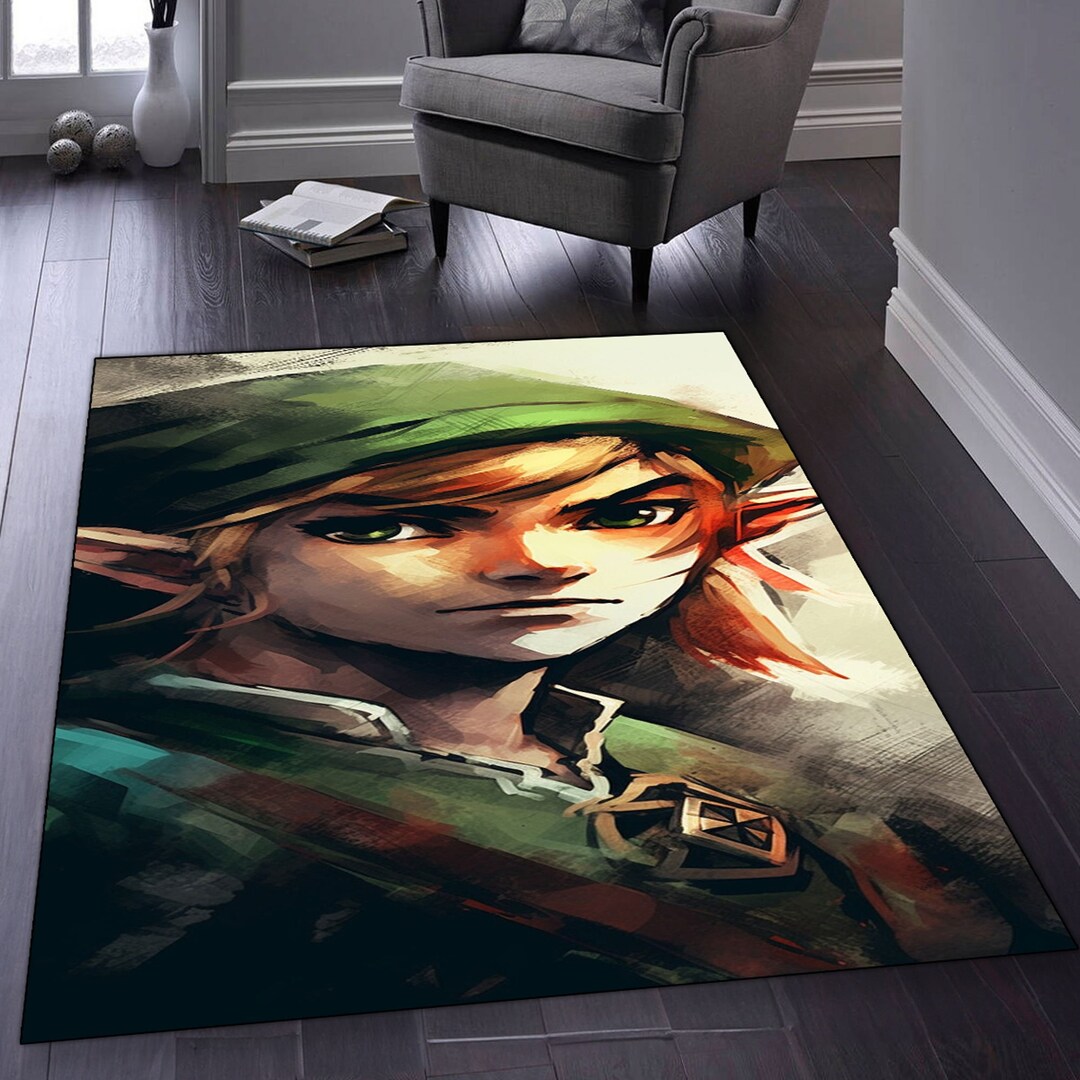 Legend of Zelda Link Rug – Gamer Room Decor, Artistic Video Game Area ...