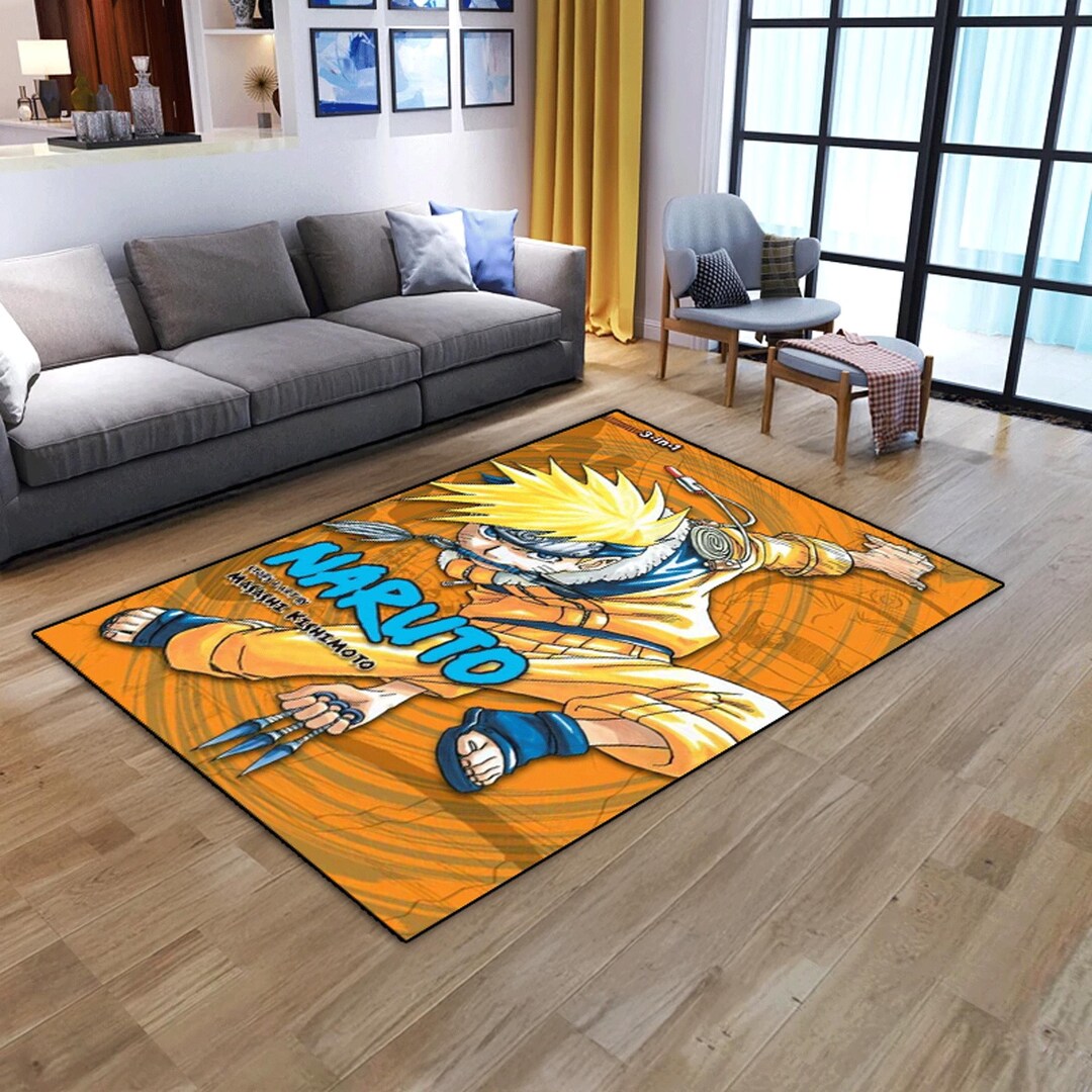 Anime Area Rug, Kurama Nine Tails Carpet, Fire Orange Anime Decor ...