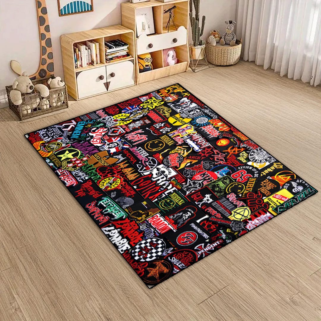 Rock Collage Rug Heavy Metal Music Room Decor - Etsy