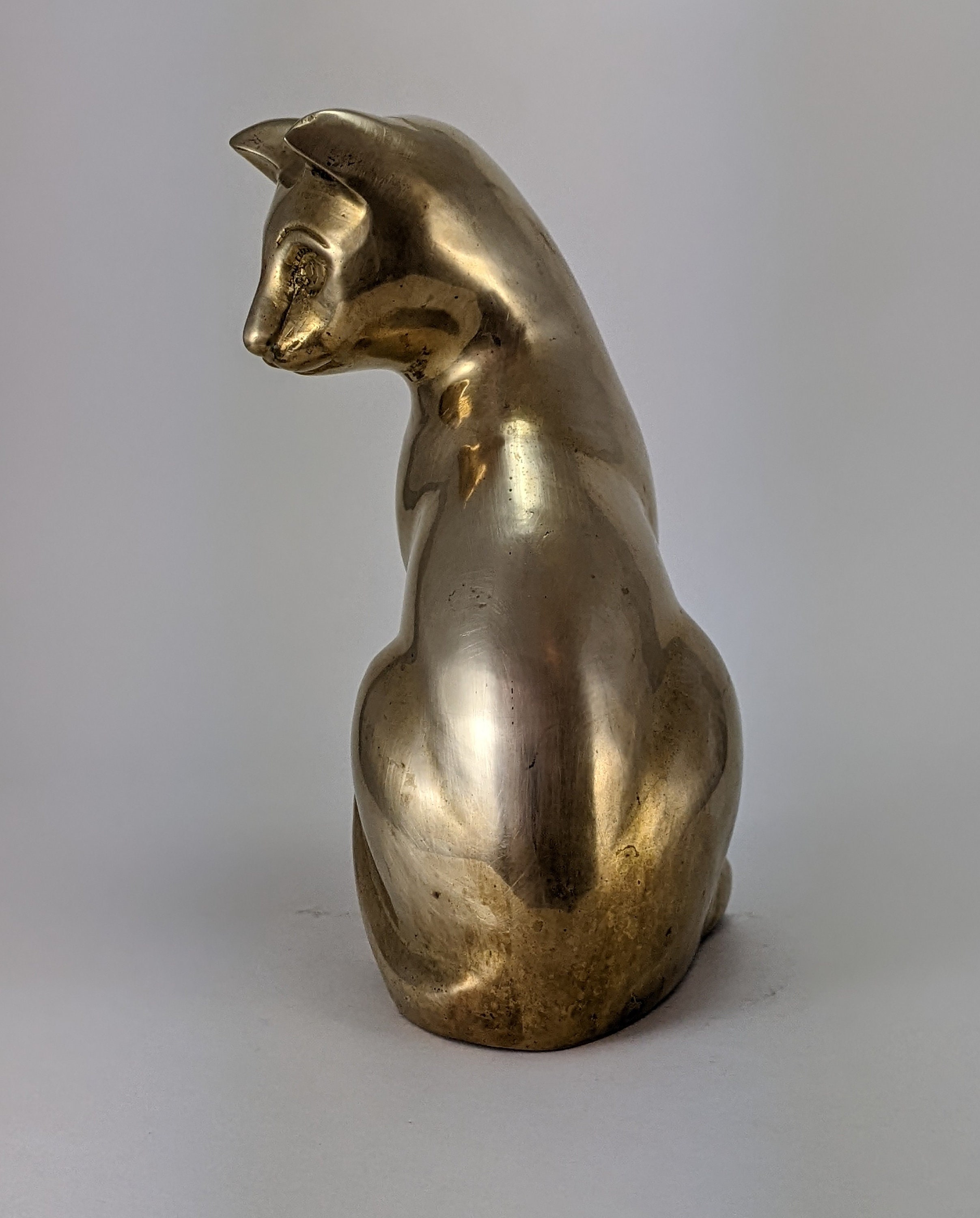 Vintage Large Brass Cat Statue - Etsy