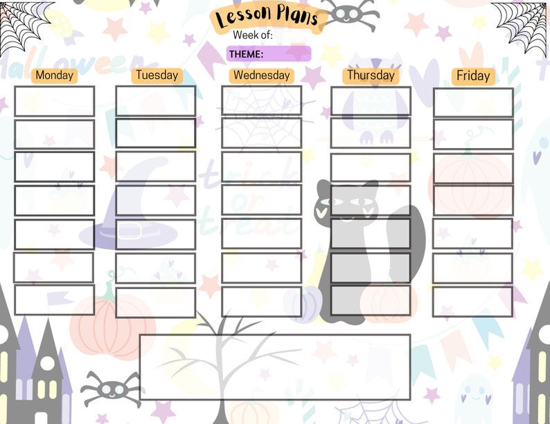 Halloween Themed Lesson Plan Template - Etsy