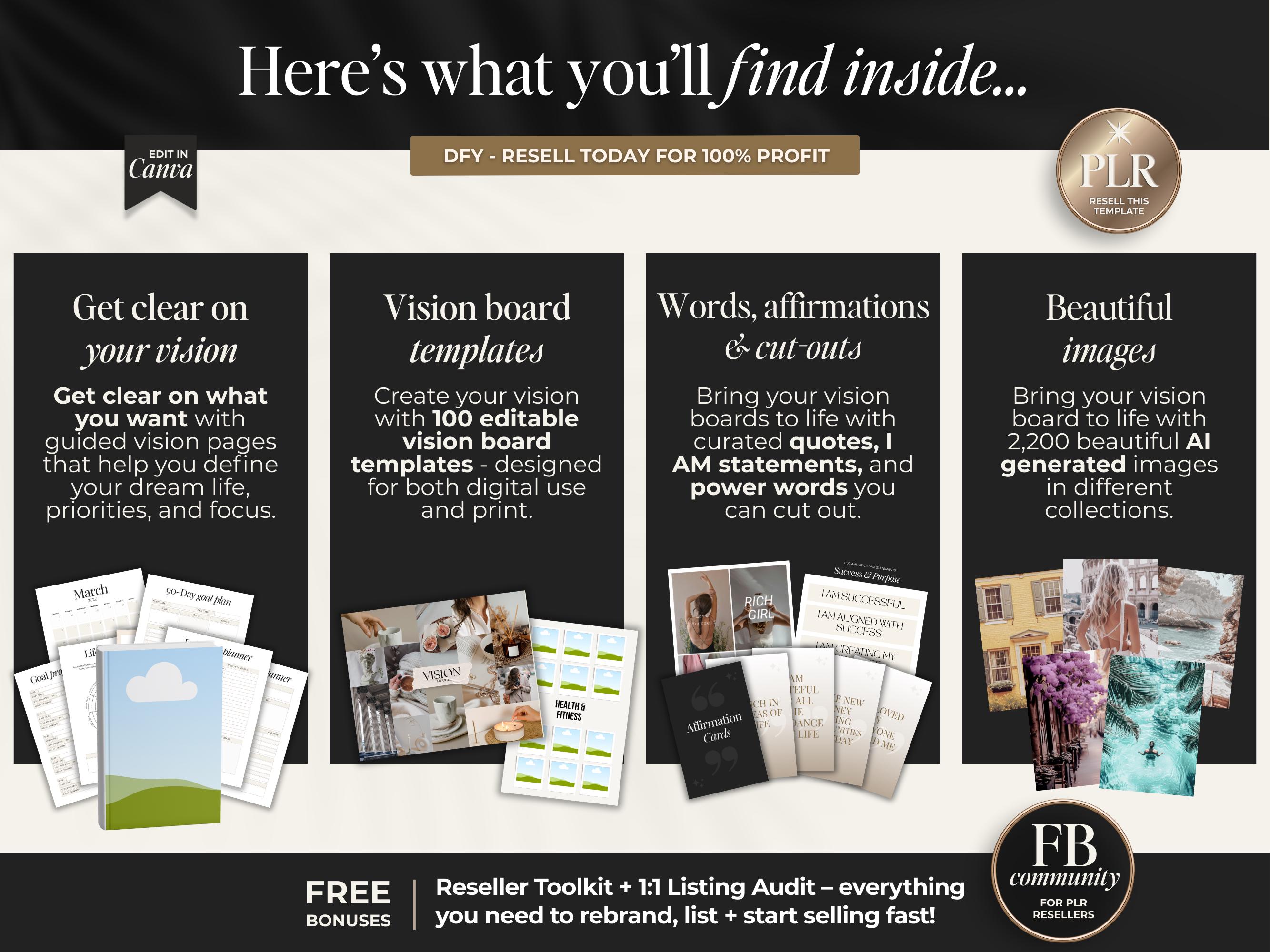 Ultimate 2026 Vision Board Kit PLR, DFY Vision Board Kit With Resell ...