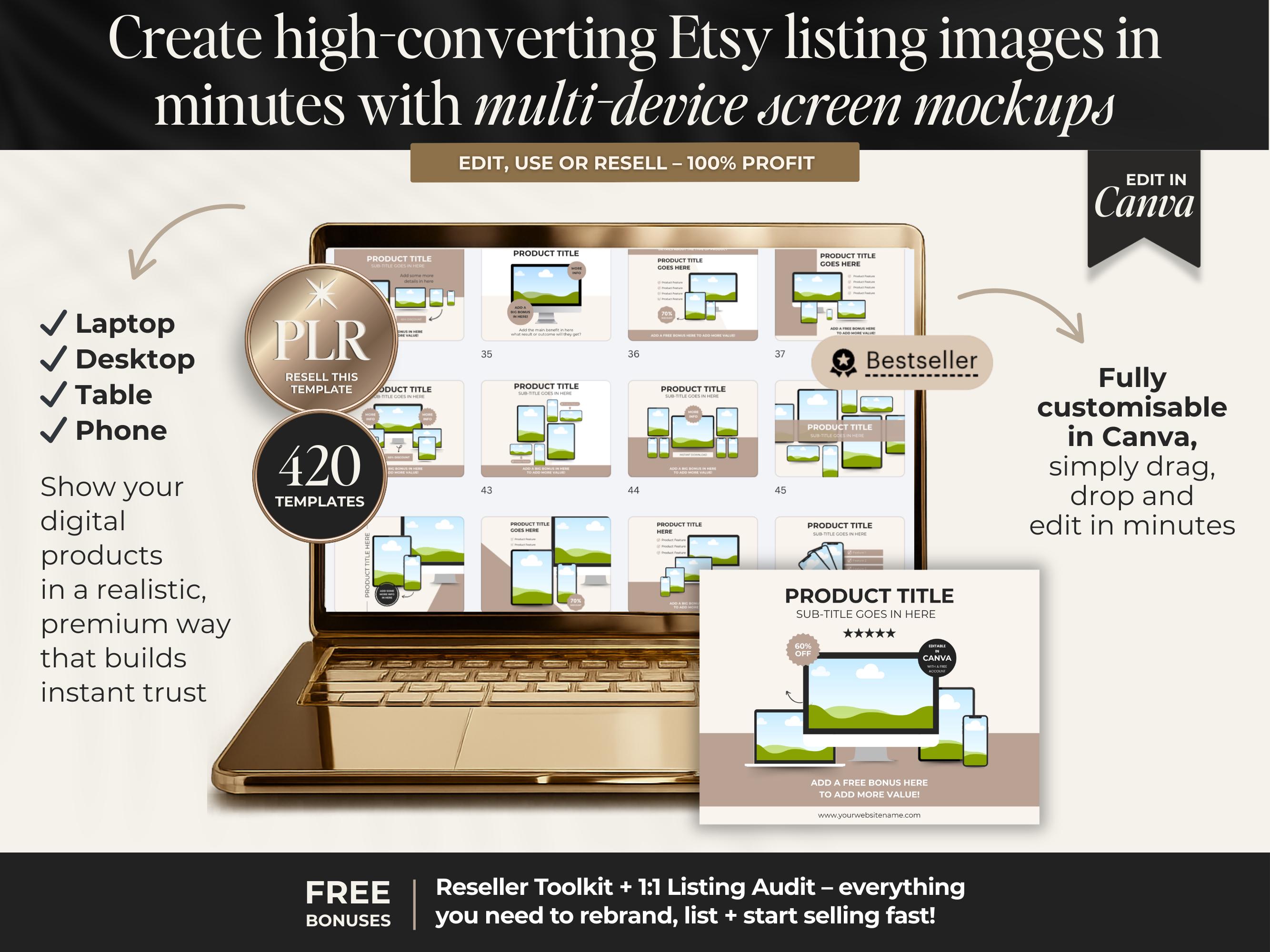Multi Device Canva Mockup Templates for Digital Product Listings, DFY ...