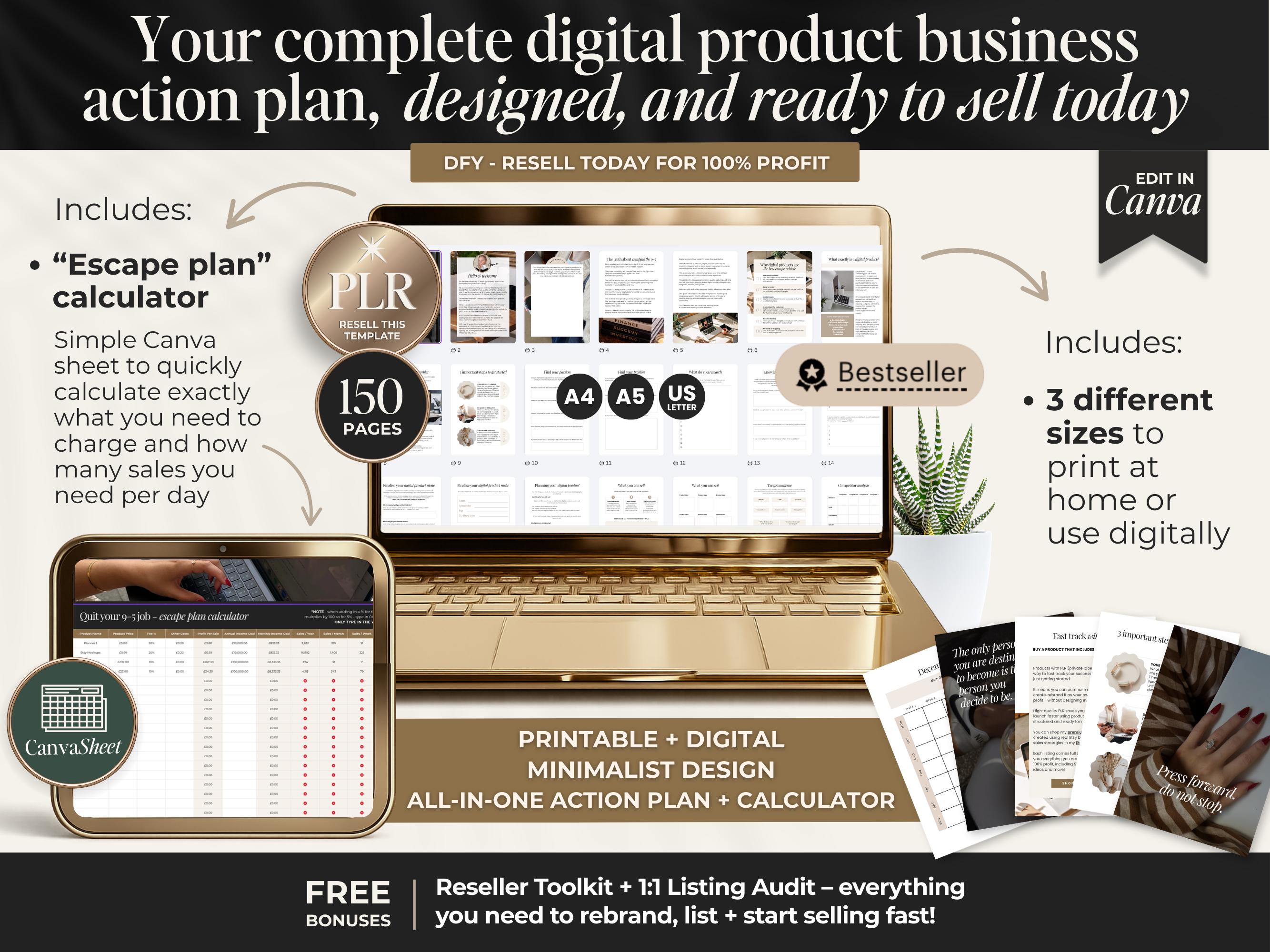Quit Your 9-5 Job With A Digital Product Business Action Plan + Canva ...