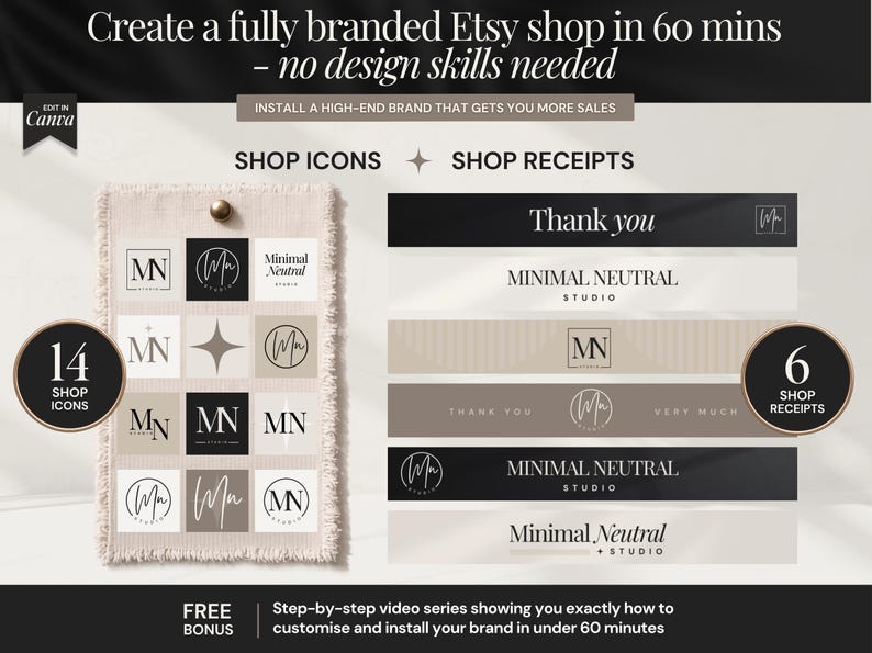 Minimalist Neutral Etsy Shop Brand Kit for Digital Product Sellers ...