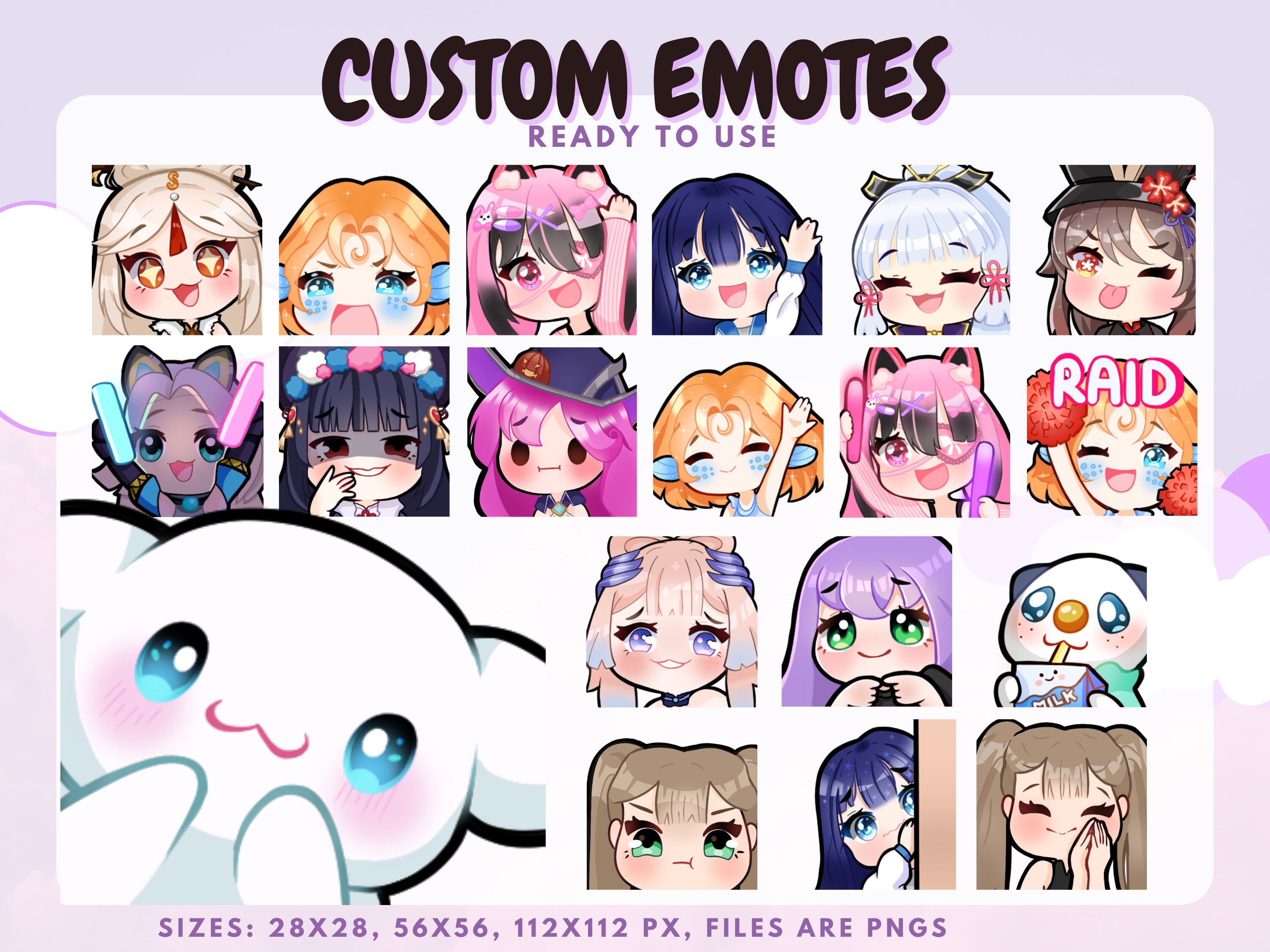 Custom Emotes Emojis Stickers Pack For Twitch Discord And