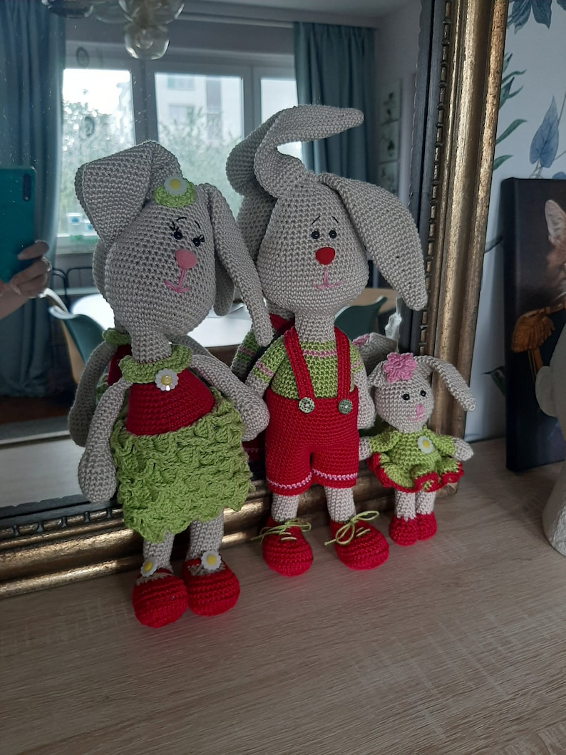 Cuddly Toy Rabbit Family Crochet Cotton Toy Soft Toy Child Girl Boy ...