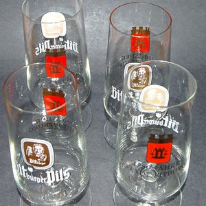 Vintage Set of 4 Bitburger Pils Stemmed Pilsner Glass - 1250 Jahre Stad ...