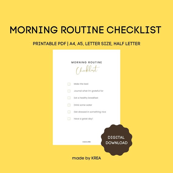 Morning Routine Planner Printable Routine Checklist Daily - Etsy