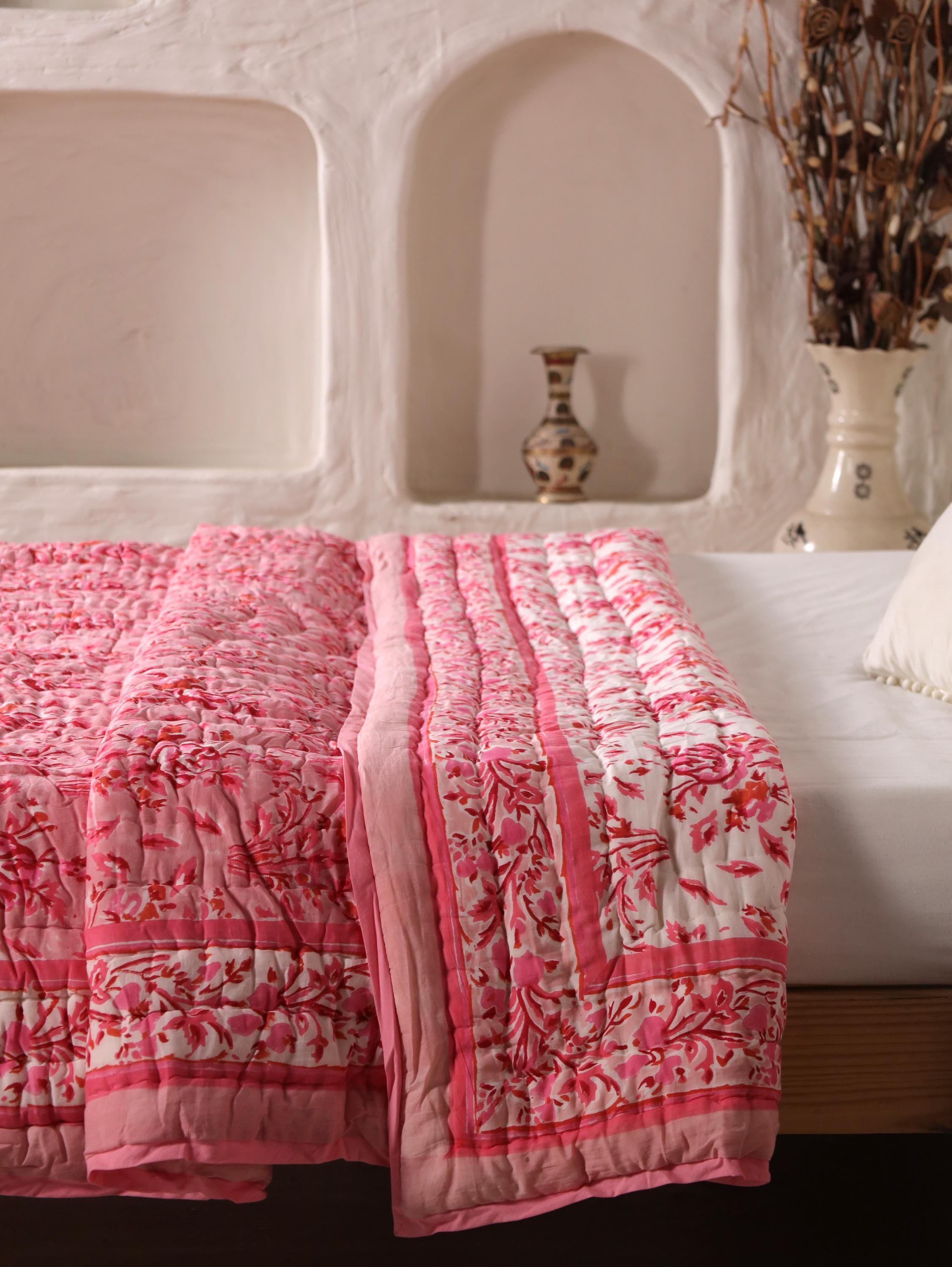 Anokhi Indian Jaipuri Block Print Quilt Printed Reversible Razai Cotton ...