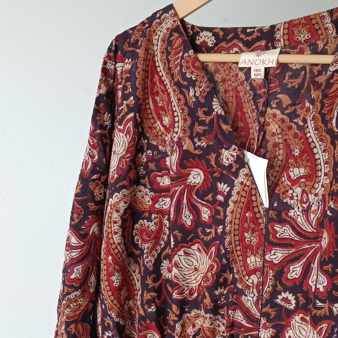 Set of 2 Anokhi Block Print Kaftan FREE SIZE 100% Pure Cotton Voile ...