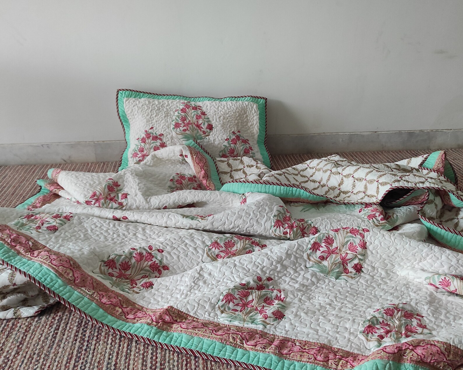 Anokhi Queen Size 90 X 108 Inch With Pillows Indian Jaipuri Block Print ...