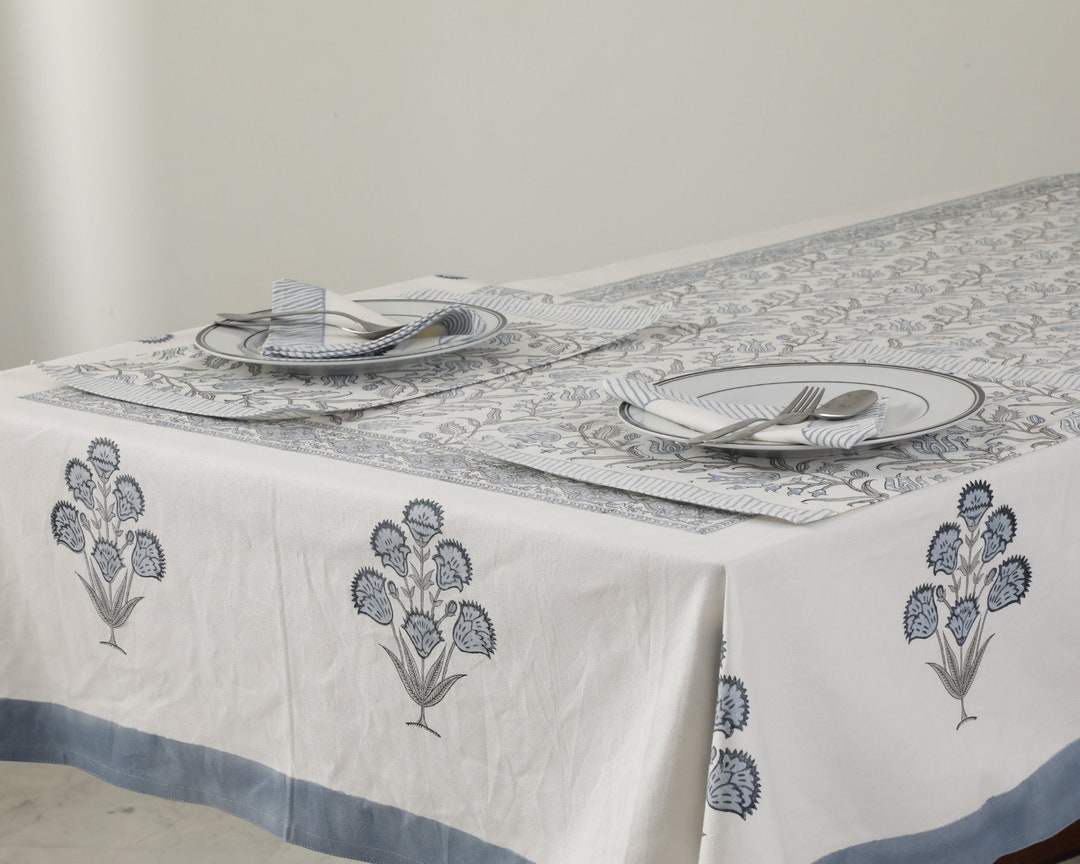 Table Covers From Anokhi Table Cover Set of Two-6 Seater Indian Block ...