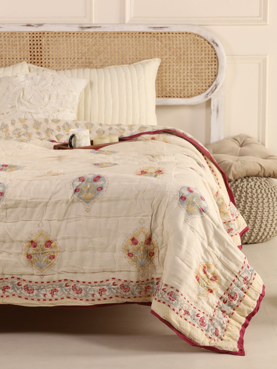 Shop Gulaal Indian Jaipuri Block Print Quilt Printed Reversible Razai ...