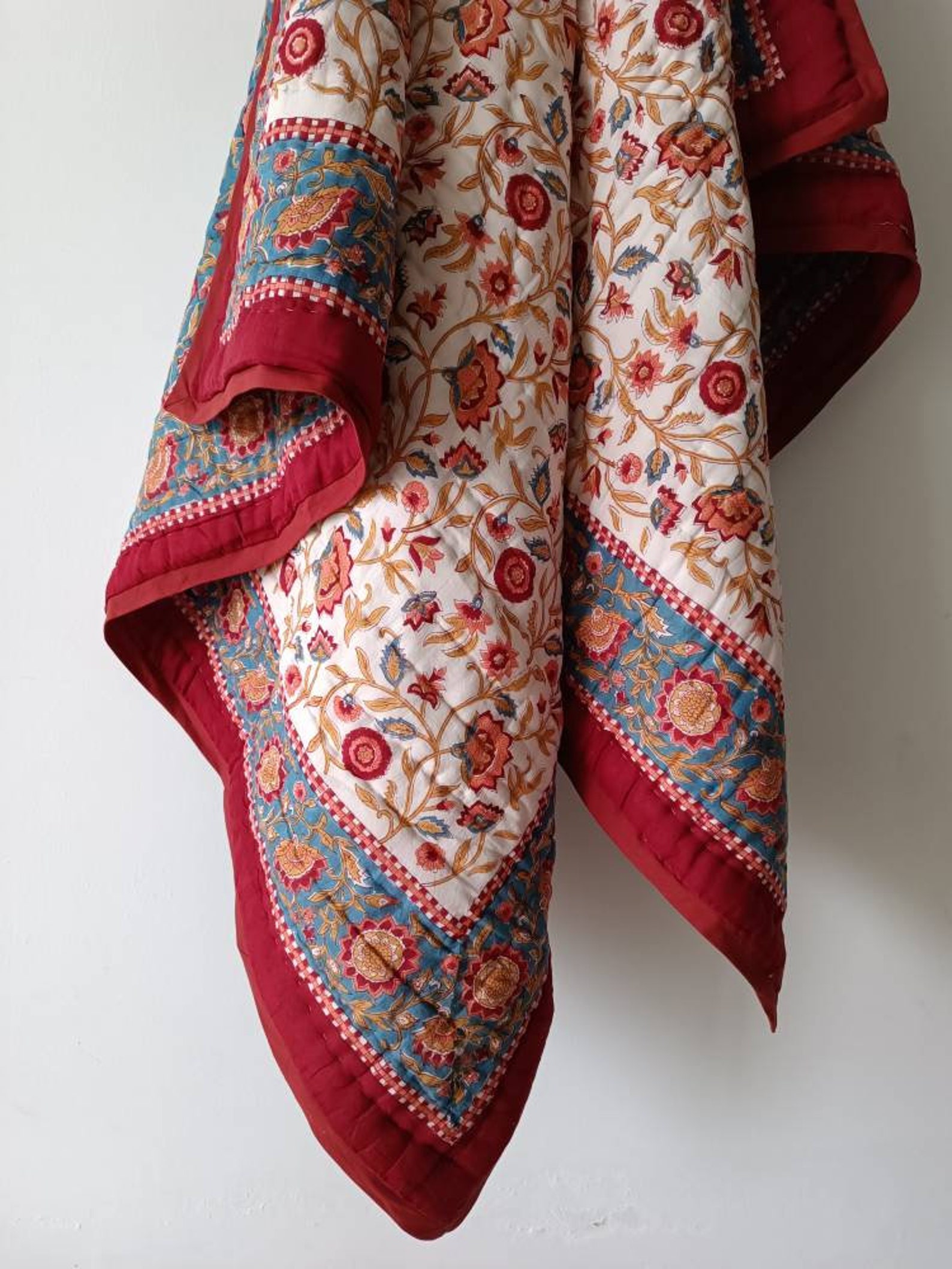 Shop Gulaal Indian Jaipuri Block Print Quilt Printed Reversible Razai ...