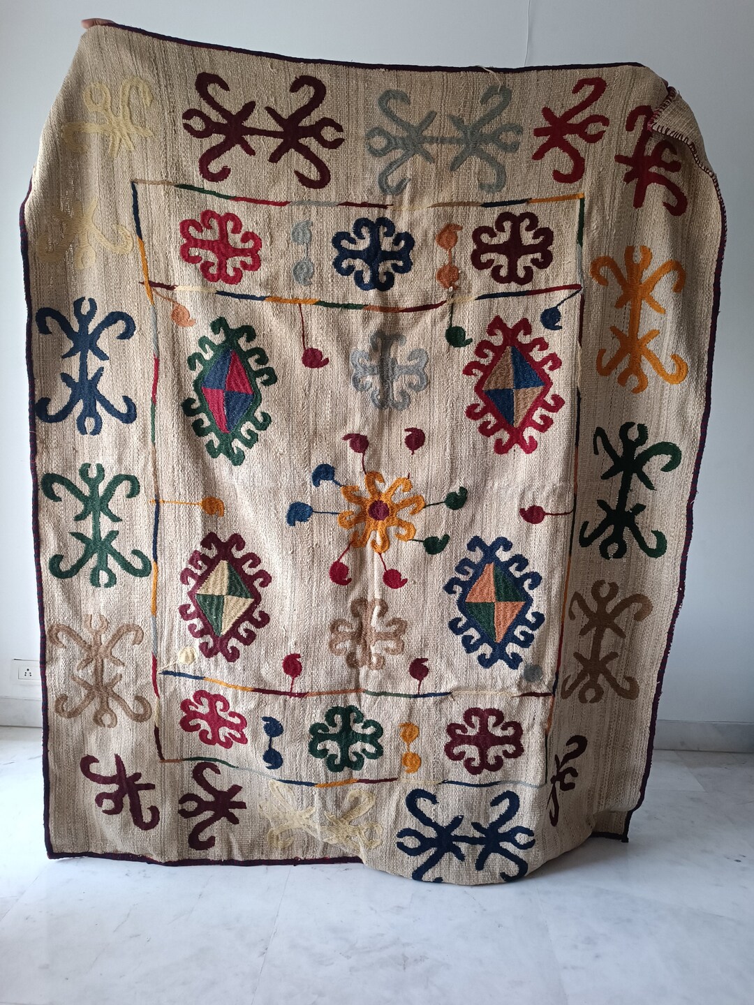 Antique Suzani Cotton Handmade Floral Bedspread, Jaipuri Razai, Bedspread, Suzani Bedspread ...
