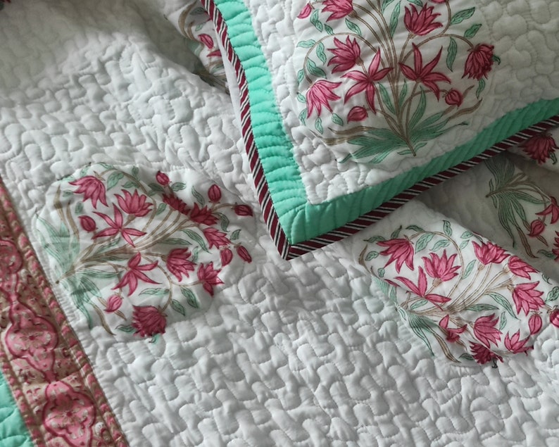Anokhi Queen Size 90 X 108 Inch With Pillows Indian Jaipuri Block Print ...