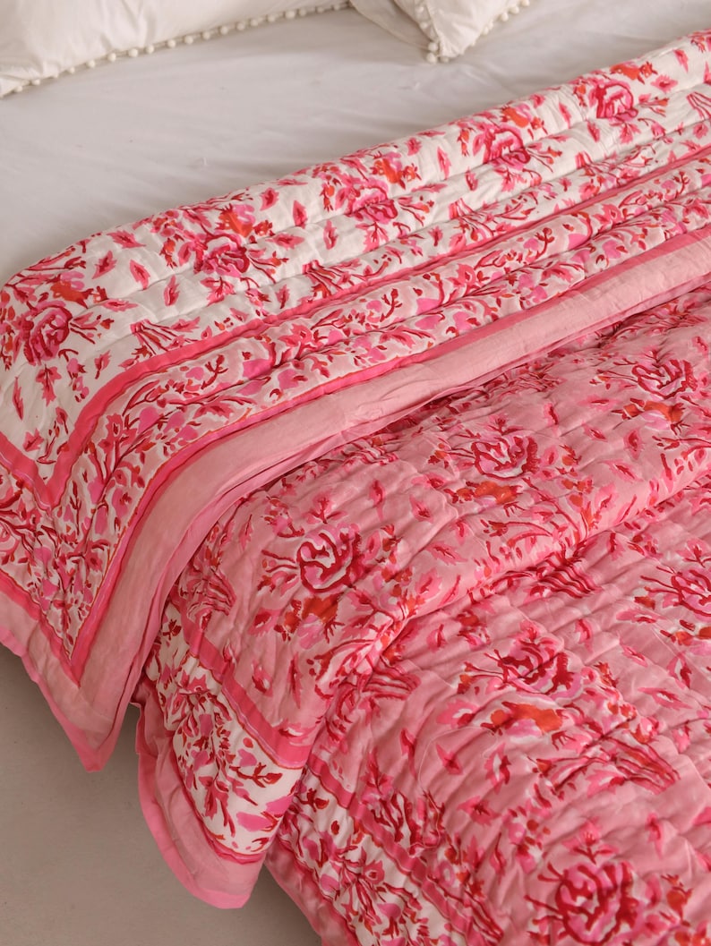 Anokhi Indian Jaipuri Block Print Quilt Printed Reversible Razai Cotton ...