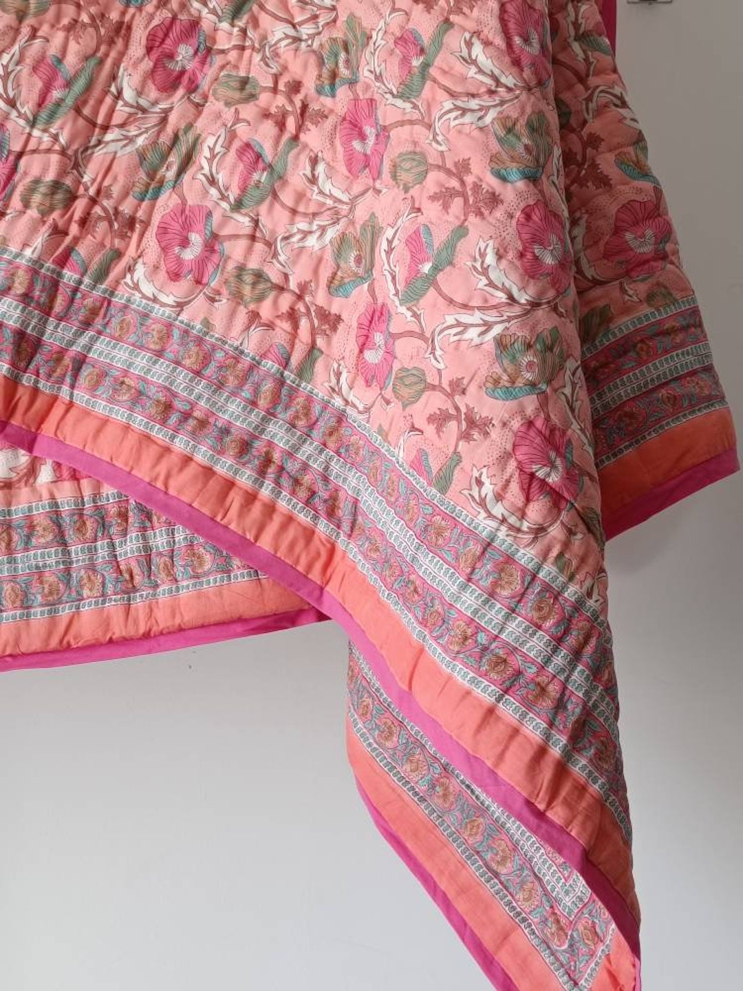 Anokhi Indian Jaipuri Block Print Quilt Printed Reversible Razai Cotton ...