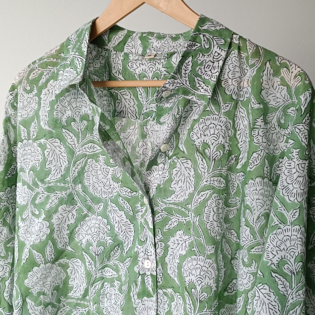Set of 3 Women Shirt Block Print Shirts FREE SIZE 100% Pure Cotton ...