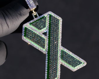 Custom Iced Out Danny Phantom Dark in the Glow Cartoon Pendant in 925 ...