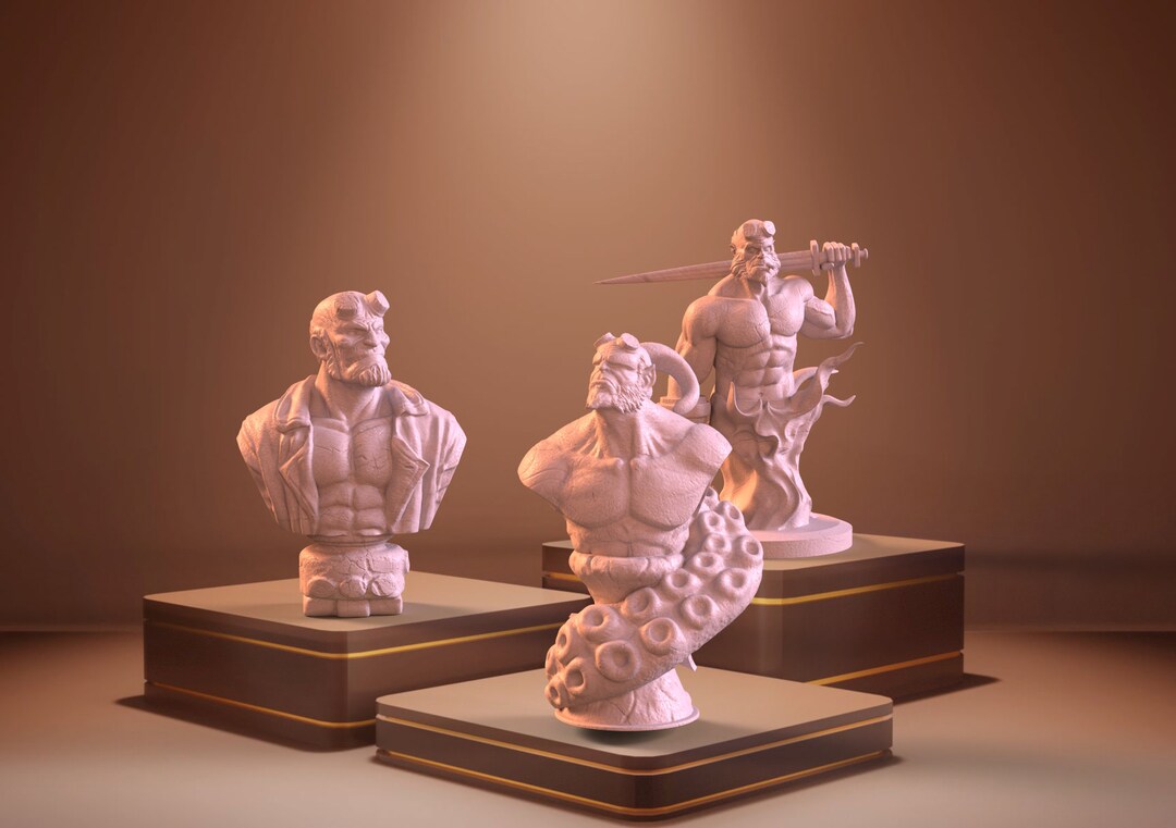 Hellboy Busts STL File 3D - Etsy