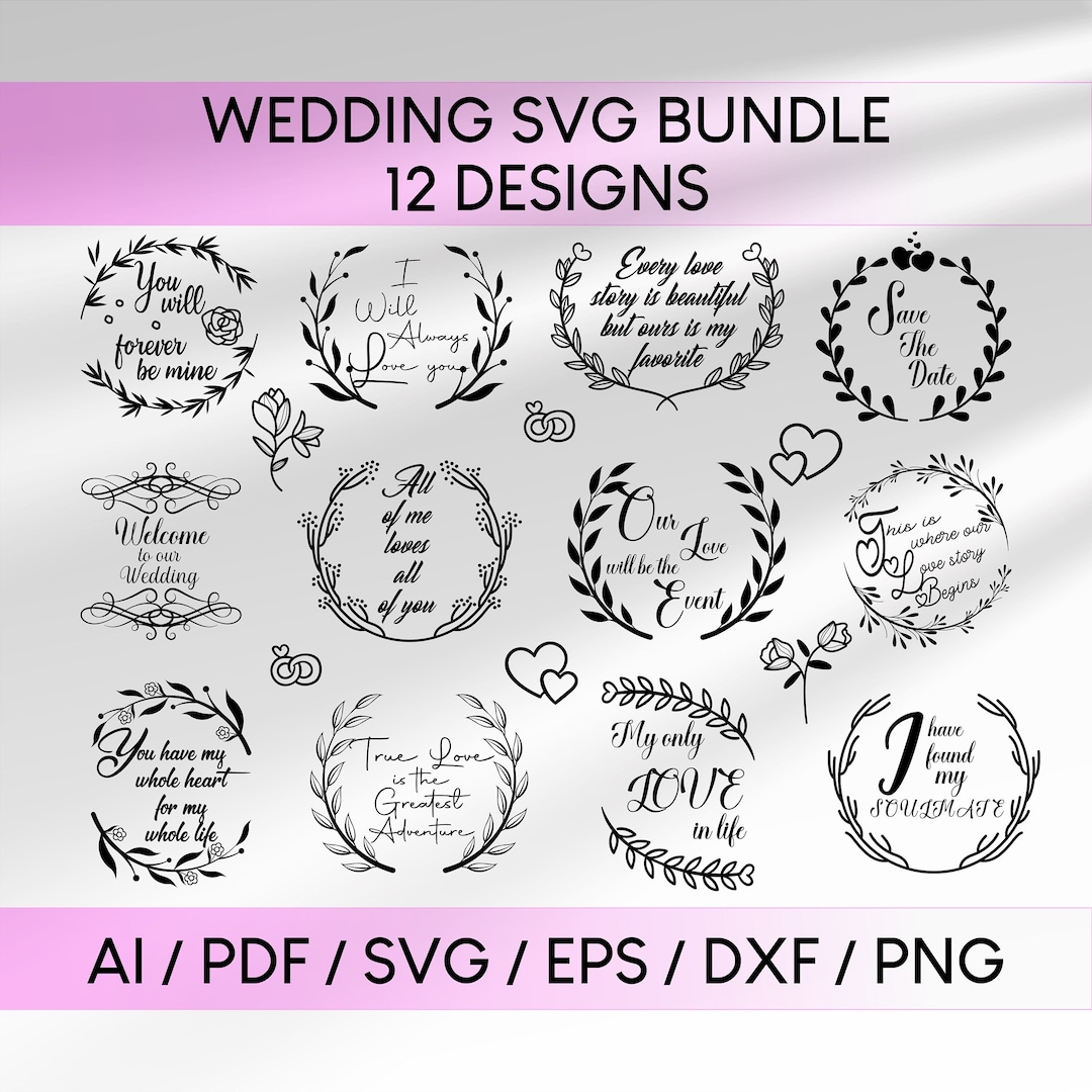 Wedding SVG Files, Wedding Vectors, Digital Download, Printable Wedding ...
