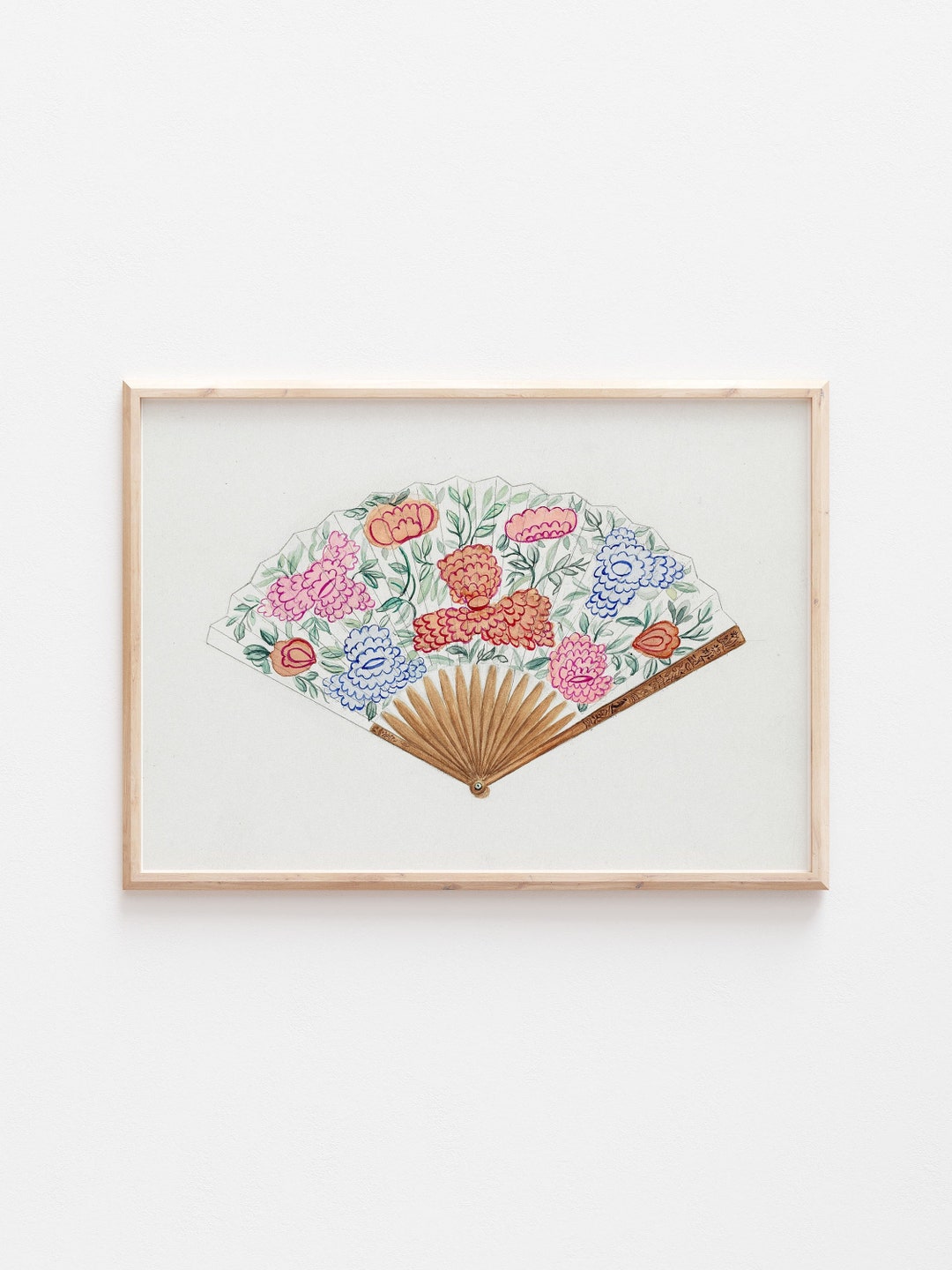 Vintage Pretty Fan Art Print, Fashion Illustration, Fashion Poster ...