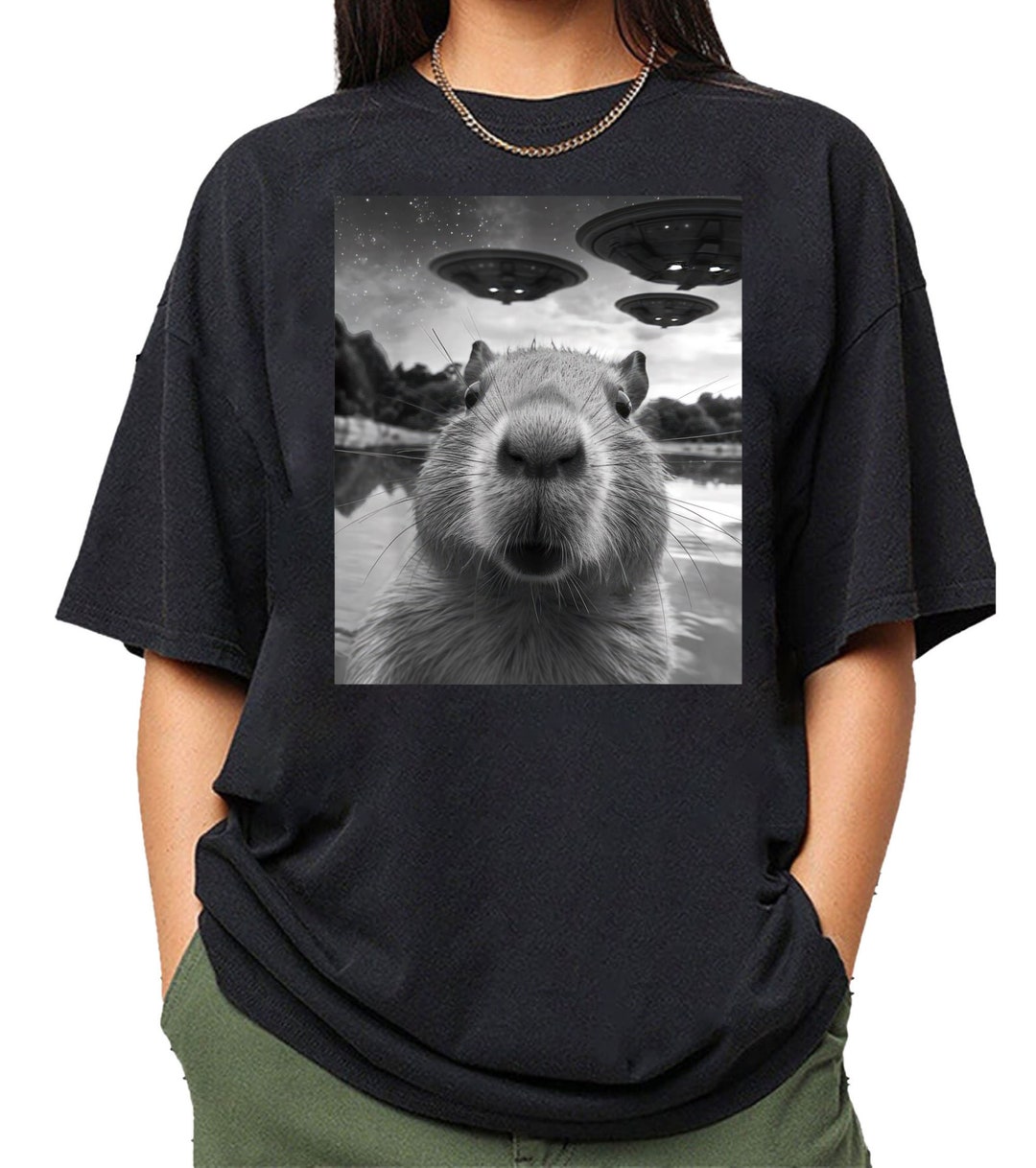 Capybara Selfie With Ufos Shirt Sweatshirt Tank Top V-neck Hoodie - Etsy