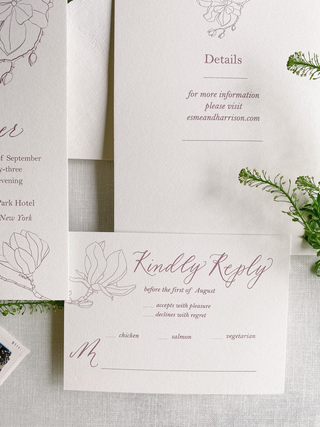 Magnolia RSVP Card, Floral RSVP Card, Printed and Personalized - Etsy