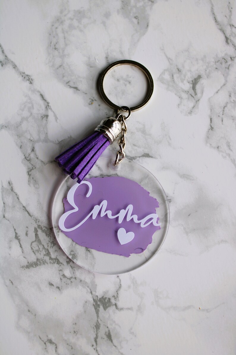 PERSONALIZED KEYCHAIN With Custom Name and Brush Stroke Acrylic ...