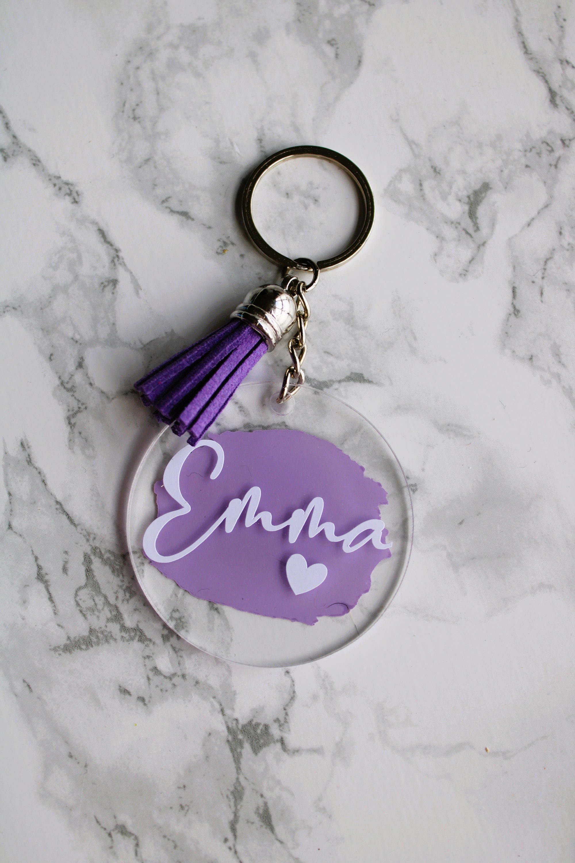 PERSONALIZED KEYCHAIN With Custom Name and Brush Stroke Acrylic ...