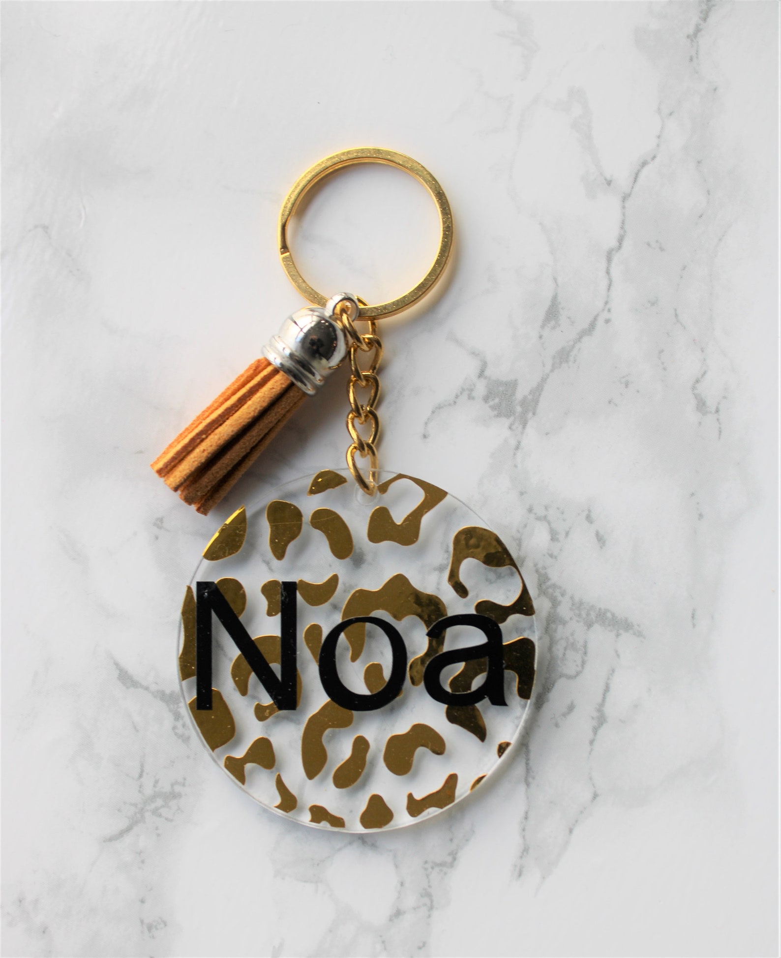 LEOPARD KEYCHAIN With Name Leopard Print Name Keychain Acrylic Keychain ...