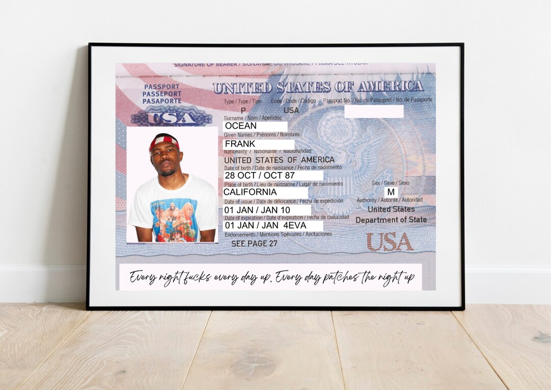 Frank Ocean Passport Poster: Capturing the Essence of Musical Genius ...