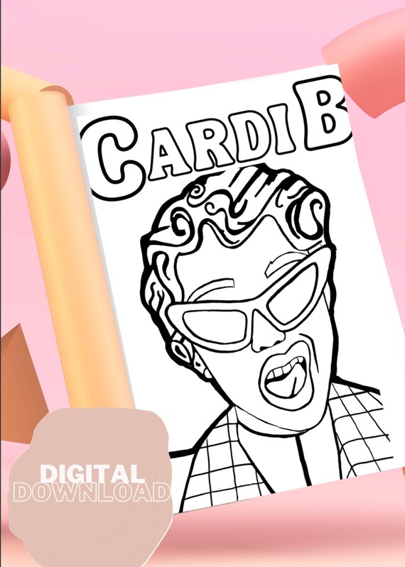 Cardi B Printable Colouring A4 Page Sheet 1 PDF File Download | Etsy