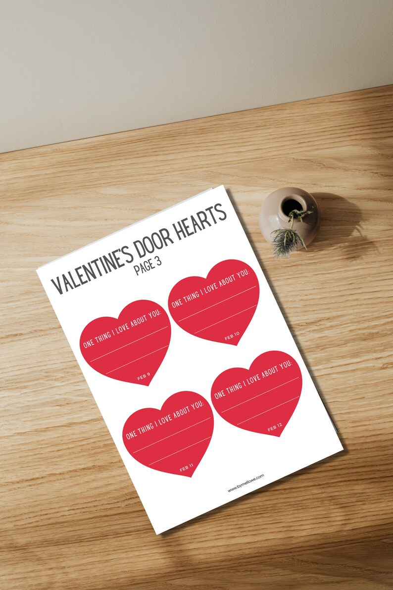 Valentine Love Notes Printable Valentine Day Door Hearts Valentines ...