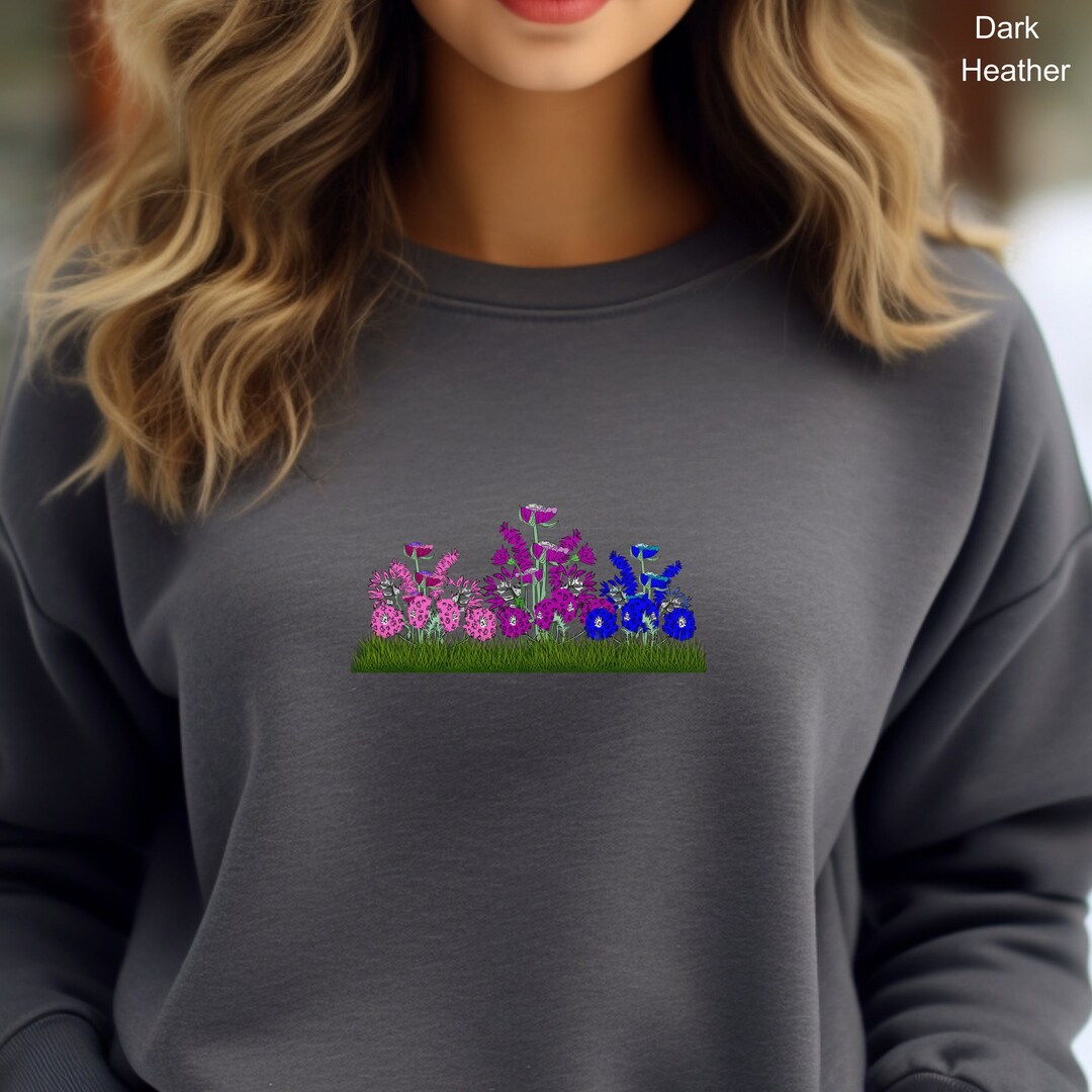 Bi Pride Wildflowers Sweater Subtle Bisexual Pride Sweatshirt as LGBTQ ...