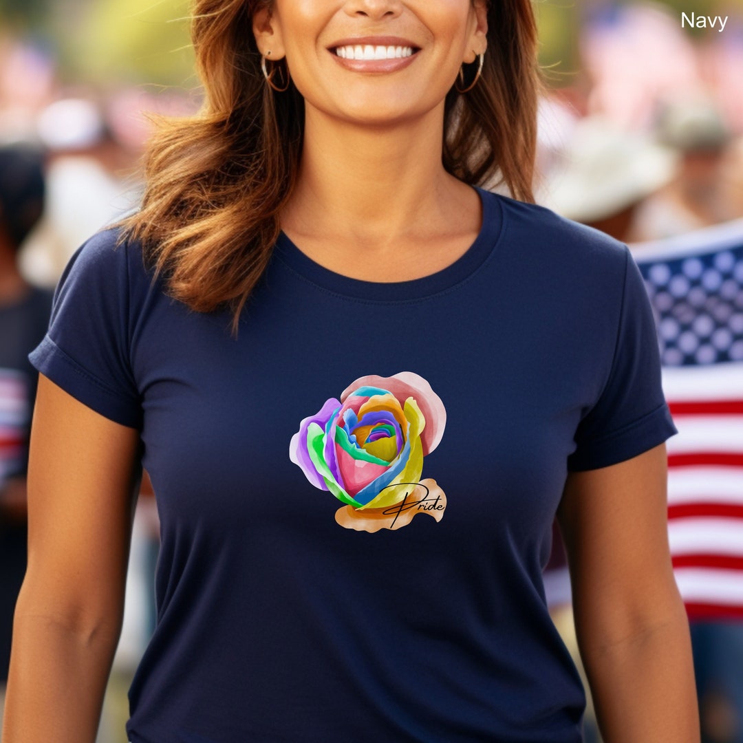 Pride Rose Subtle Gay Pride Outfit LGBTQ Flower Tshirt Sapphic Floral ...