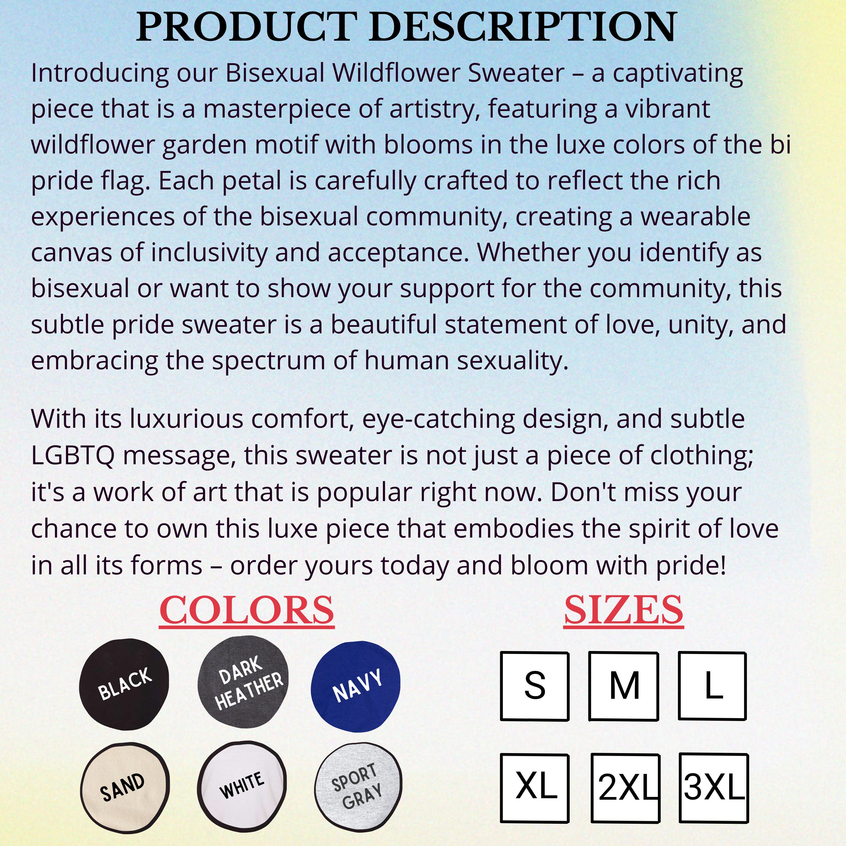 Bi Pride Wildflowers Sweater Subtle Bisexual Pride Sweatshirt as LGBTQ ...