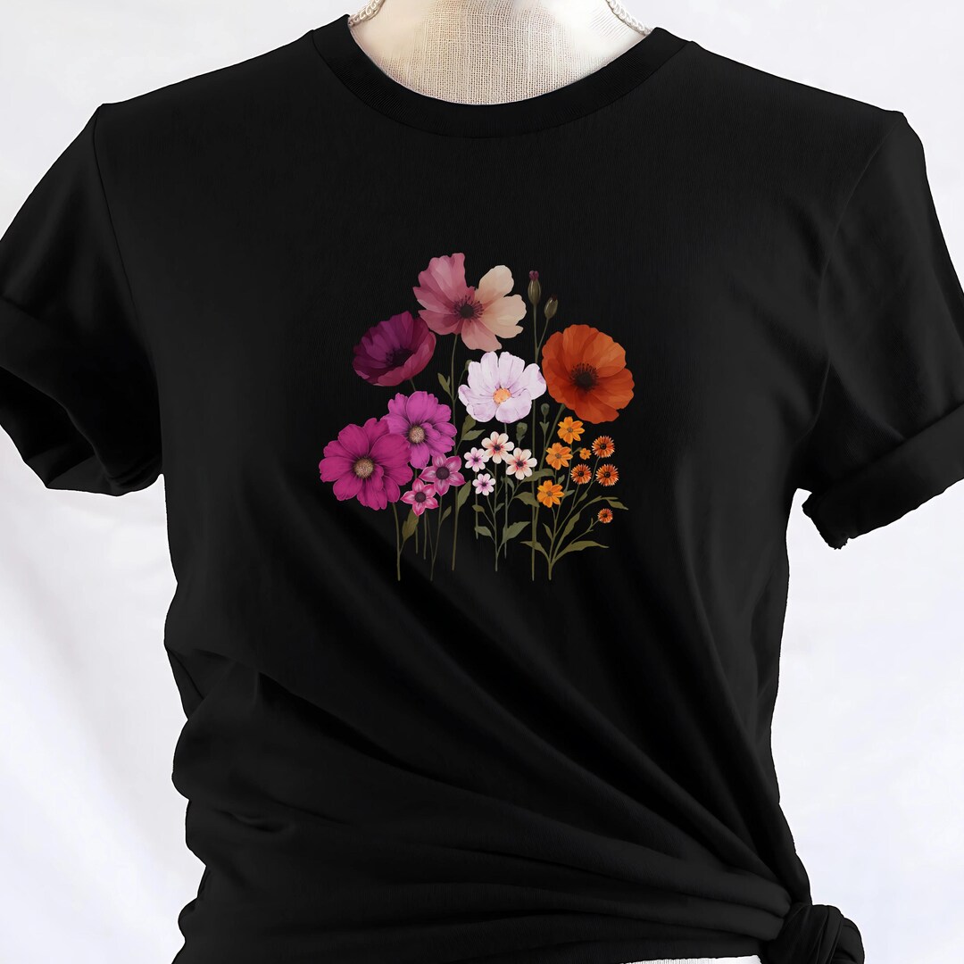 Watercolor Wildflower Lesbian Pride Shirt Subtle Sapphic Shirt LGBTQ T ...