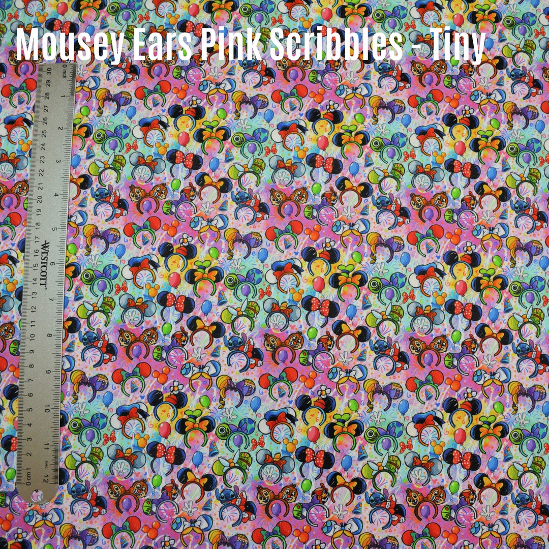 Custom Fabric - Mousey Ears Pink Scribbles - Tiny - Etsy