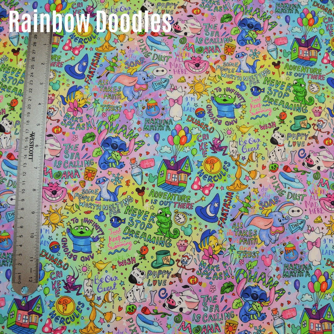 Custom Fabric Rainbow Doodles - Etsy